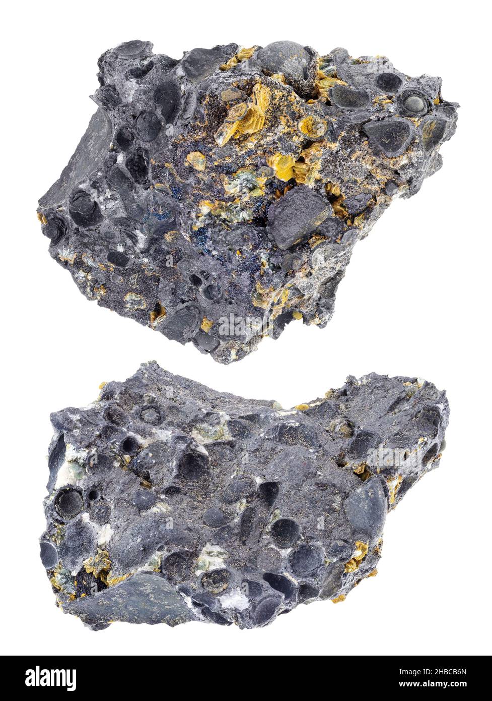 set of pisolite stones with magnetite and hematite cutout on white ...