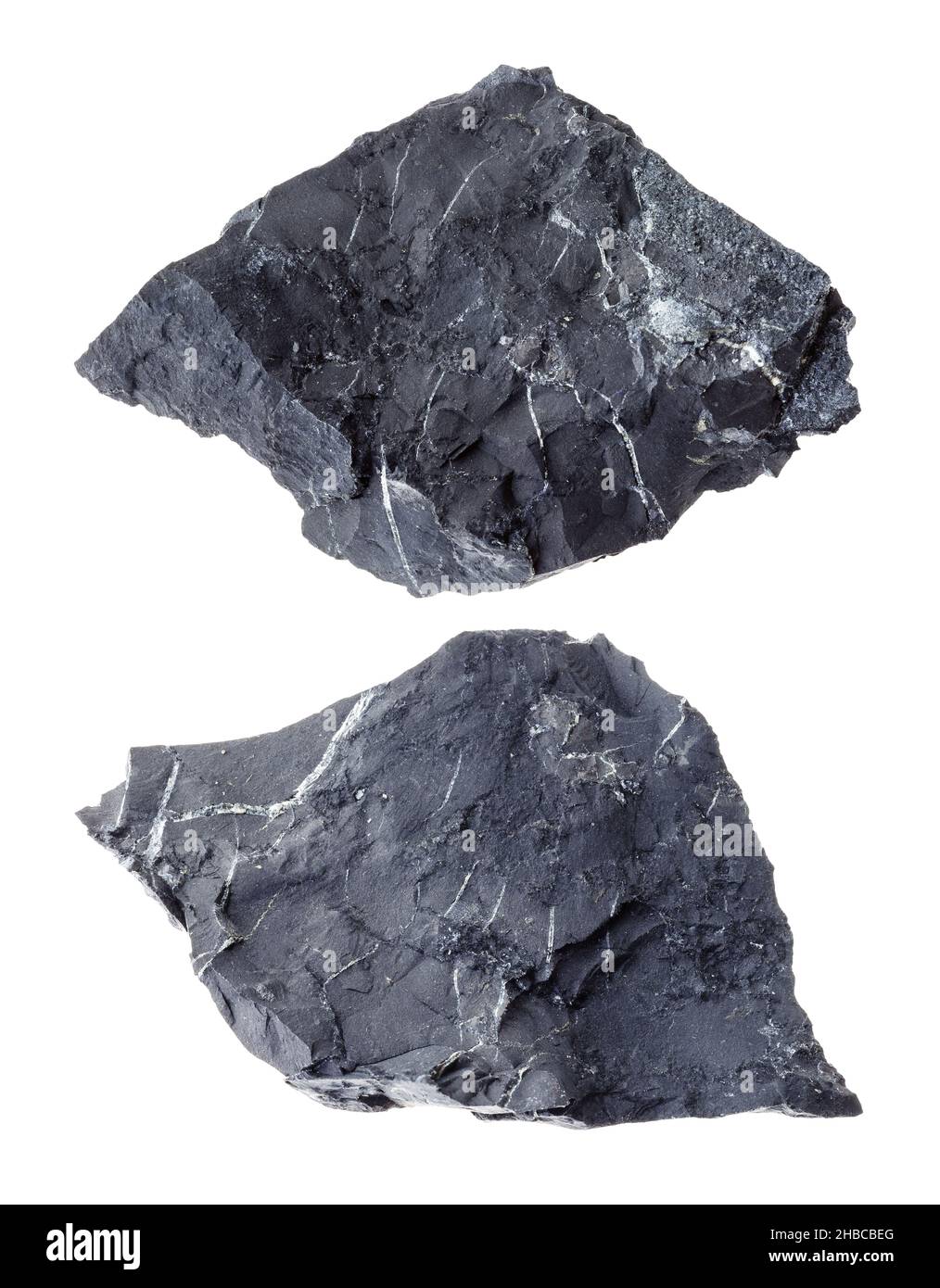 set of shungite shale stones cutout on white background Stock Photo - Alamy