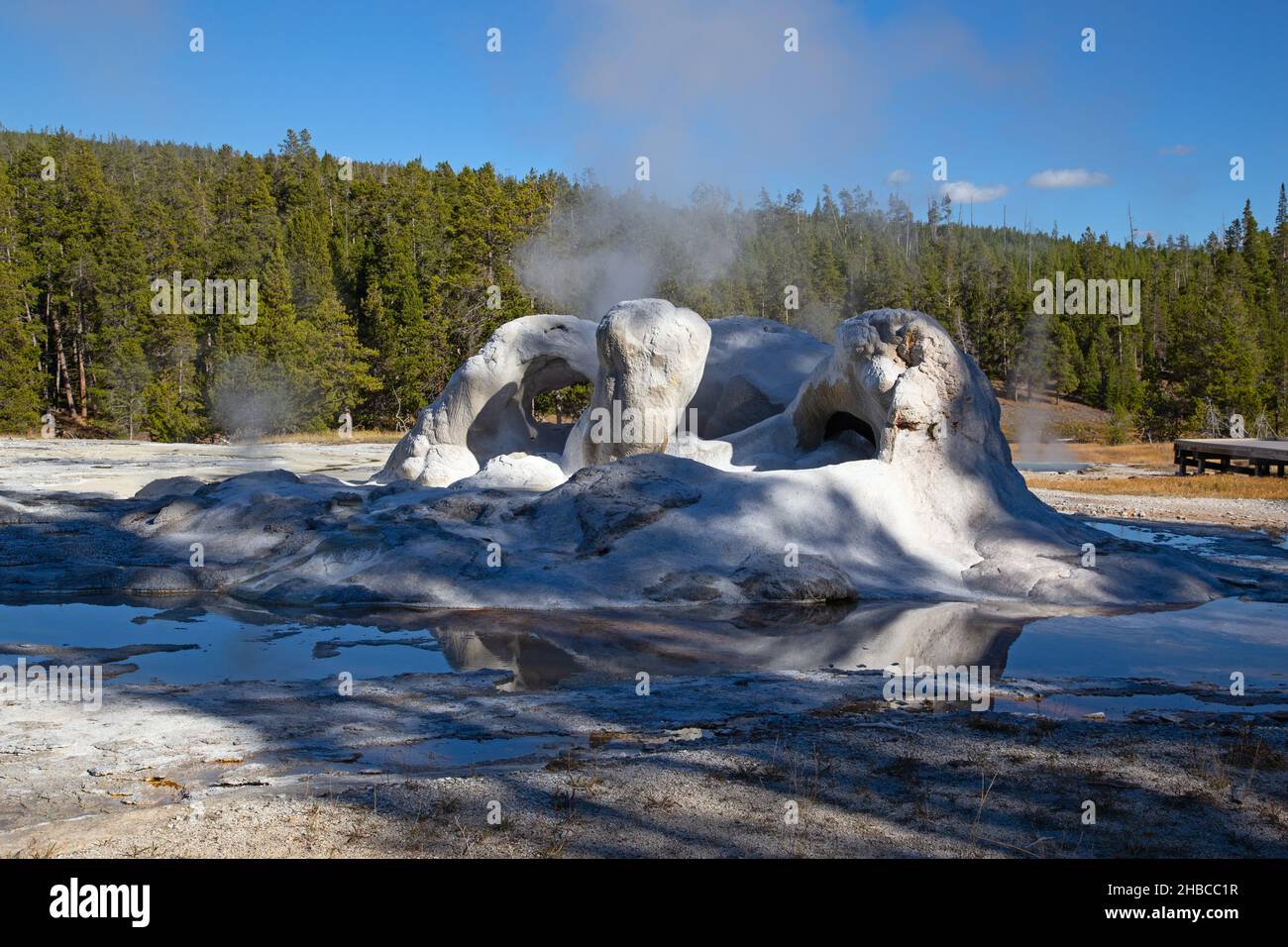 Castle Geyser eruption in the Yellowstone national park, USA Stock ...