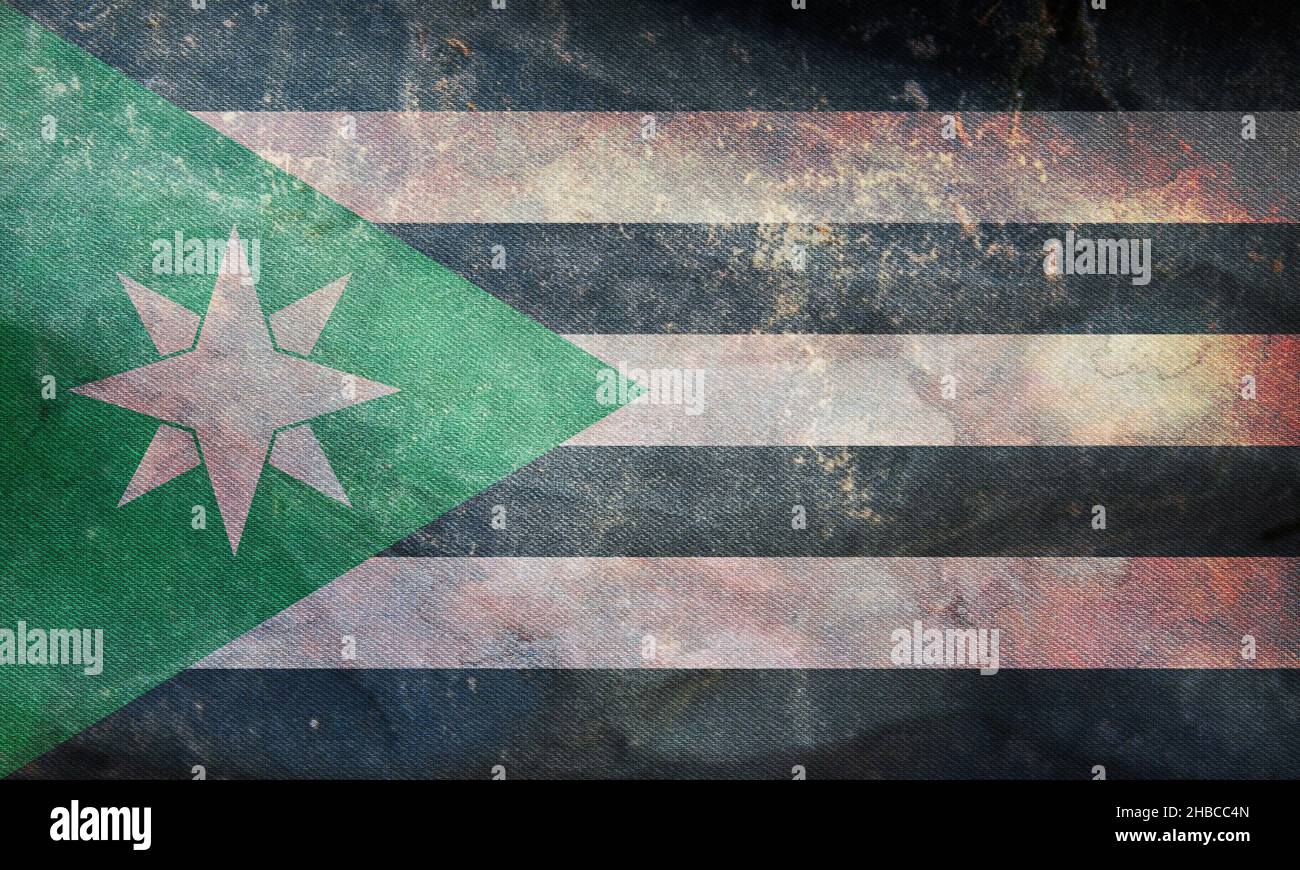 Top view of Nenthead village , UK retro flag with grunge texture ...