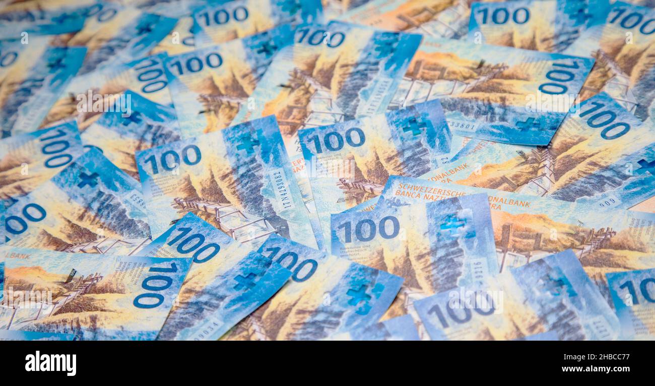 Collection of the new swiss banknotes (issued in 2017-2019 Stock Photo ...
