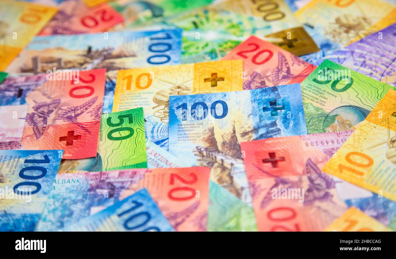 Collection of the new swiss banknotes (issued in 2017-2019 Stock Photo ...