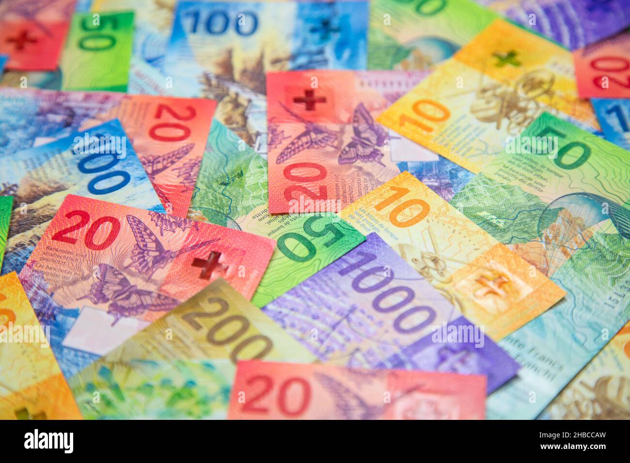 Collection of the new swiss banknotes (issued in 2017-2020 Stock Photo ...