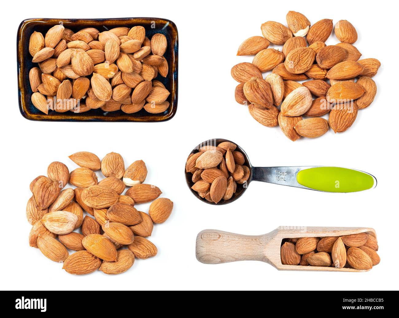 set of various apricot kernels cutout on white background Stock Photo ...