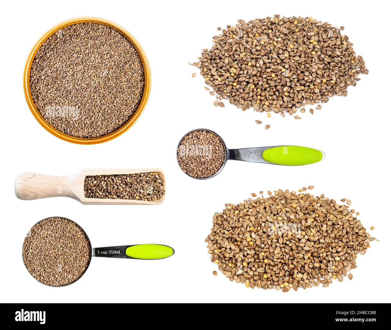 set of various barnyard millet seeds cutout on white background Stock ...
