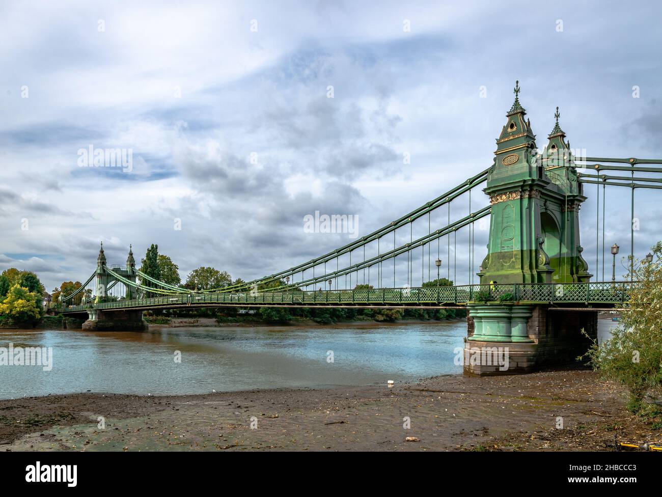 View of Hammersmith Bridge, a Grade II listed suspension bridge that ...