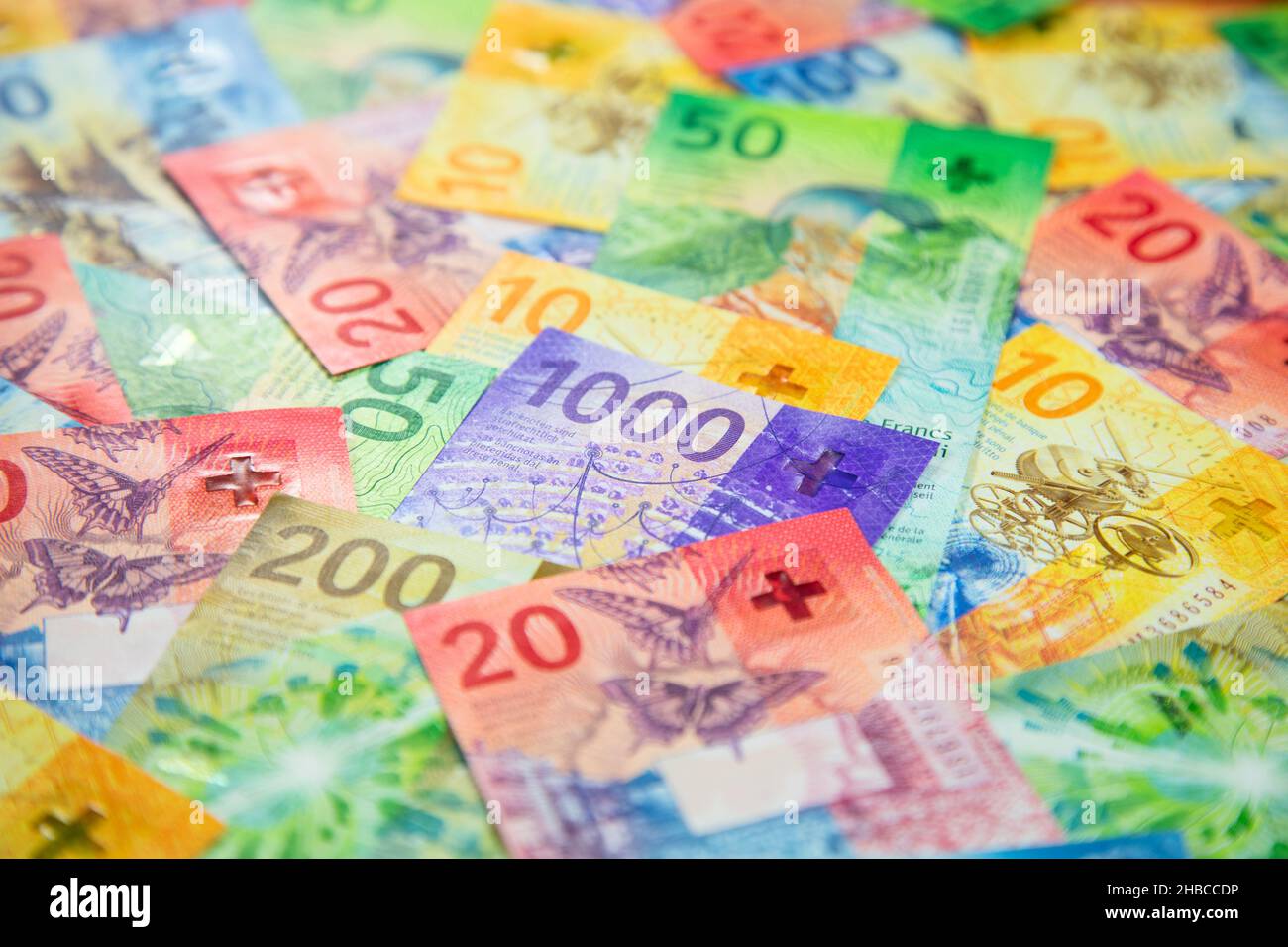 Collection of the new swiss banknotes (issued in 2017-2020 Stock Photo ...