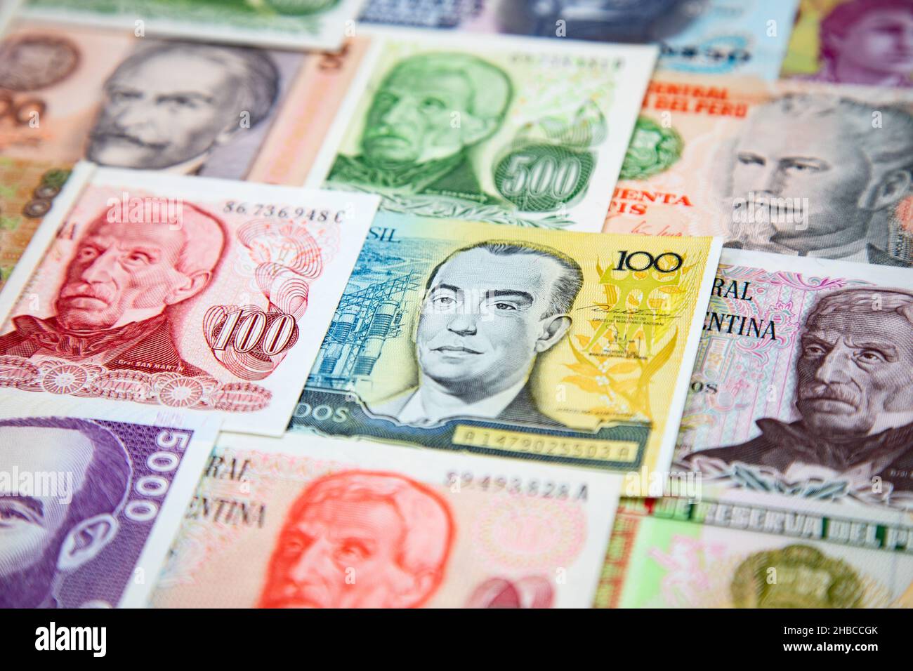 Variety of South American banknotes Stock Photo - Alamy