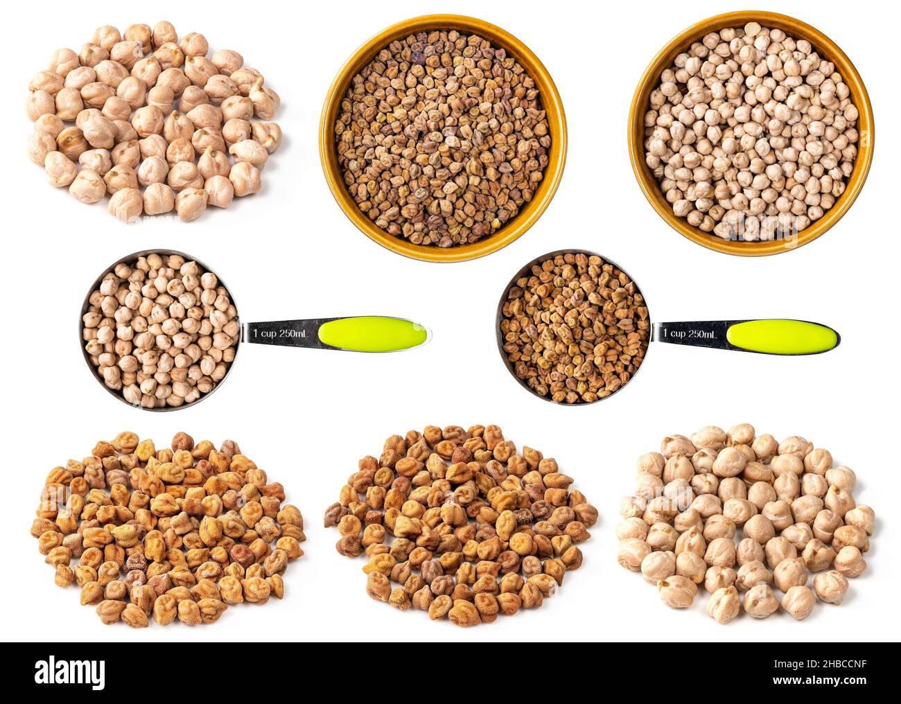set of various chickpea seeds cutout on white background Stock Photo ...