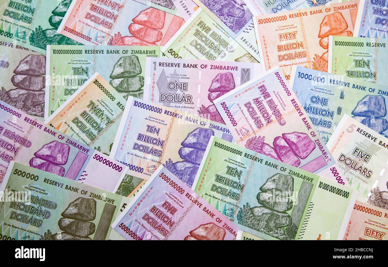 Banknotes of Zimbabwe after hyperinflation Stock Photo - Alamy