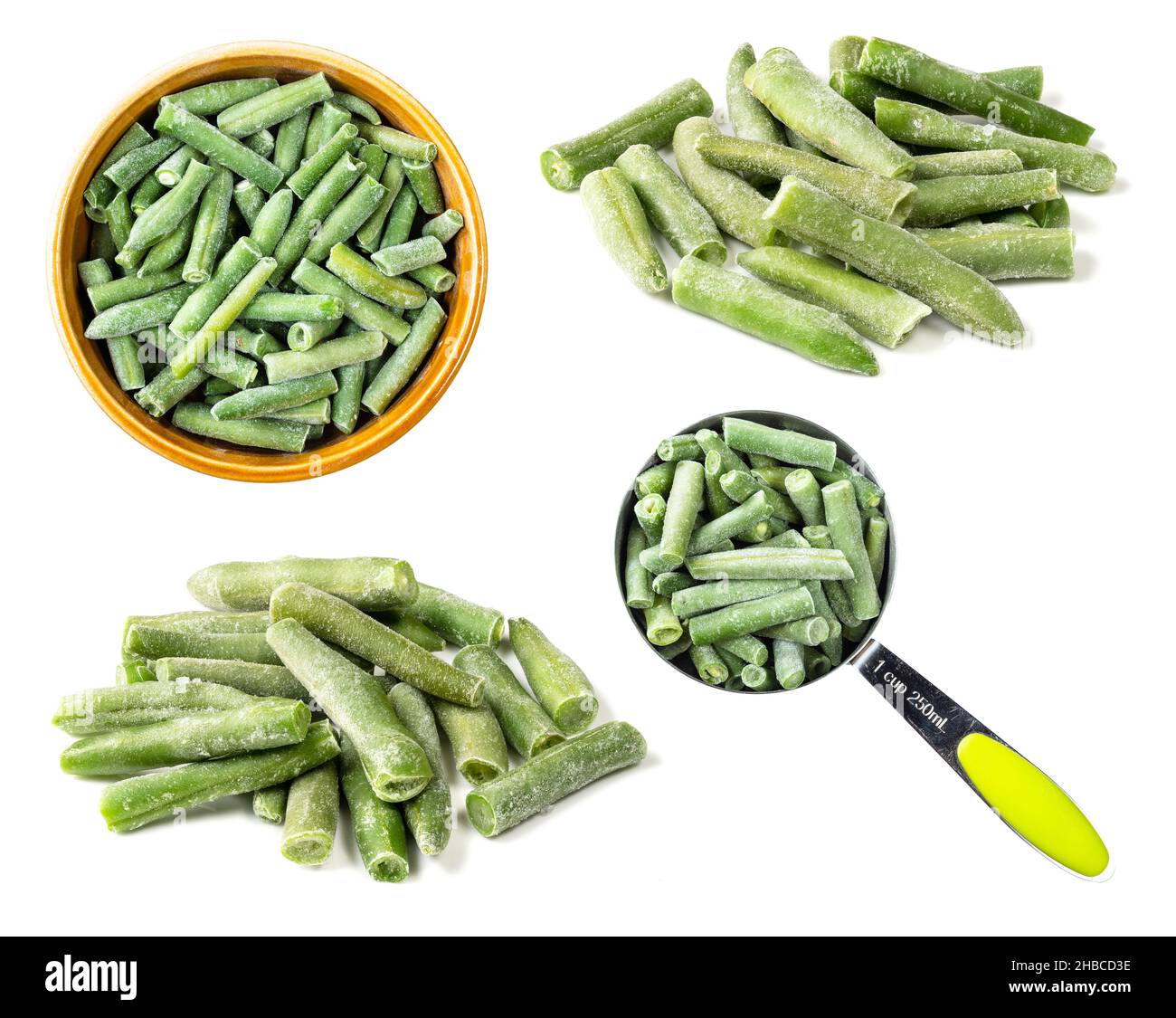 set of Green Beans cutout on white background Stock Photo - Alamy