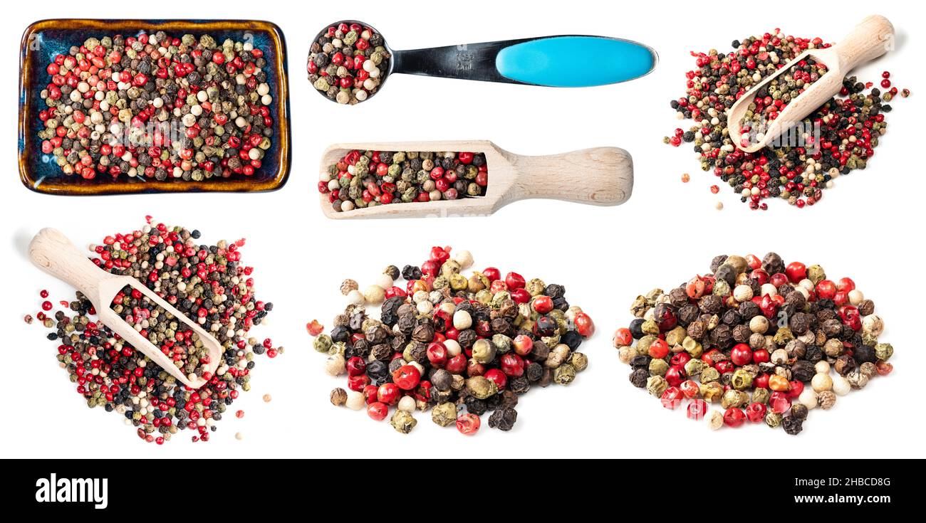 set of Four Pepper Blends cutout on white background Stock Photo - Alamy