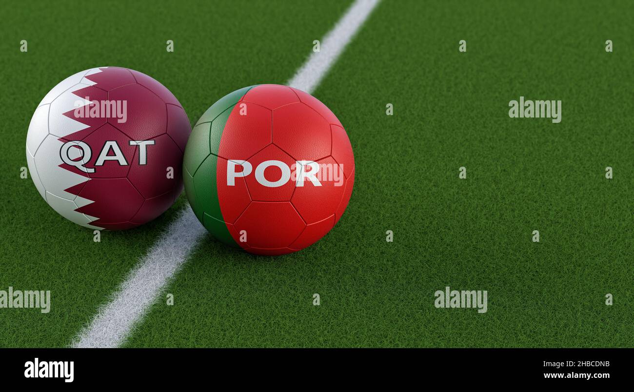Portugal vs. Qatar Soccer Match - Leather balls in Portugal and Qatar ...