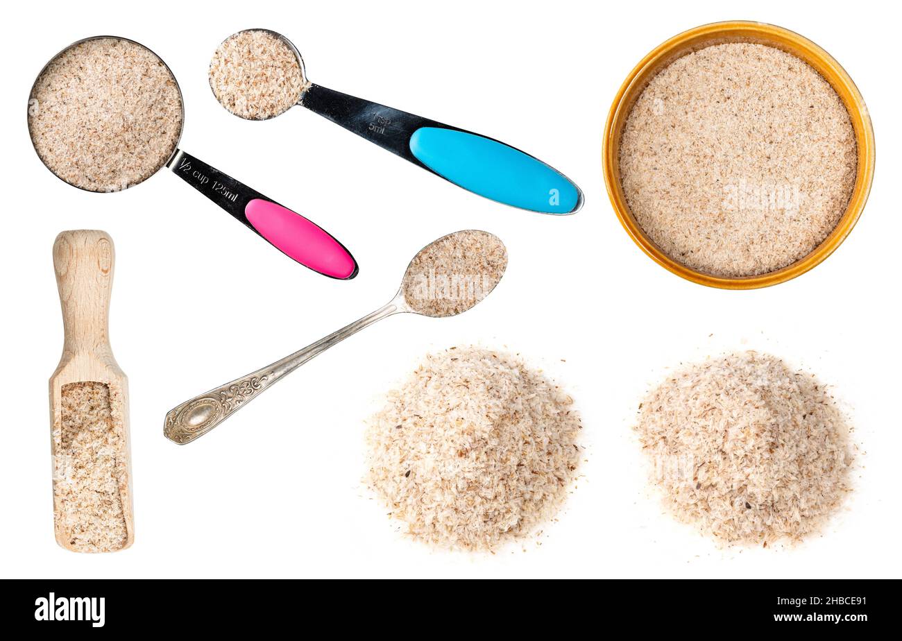 set of Psyllium husk cutout on white background Stock Photo - Alamy