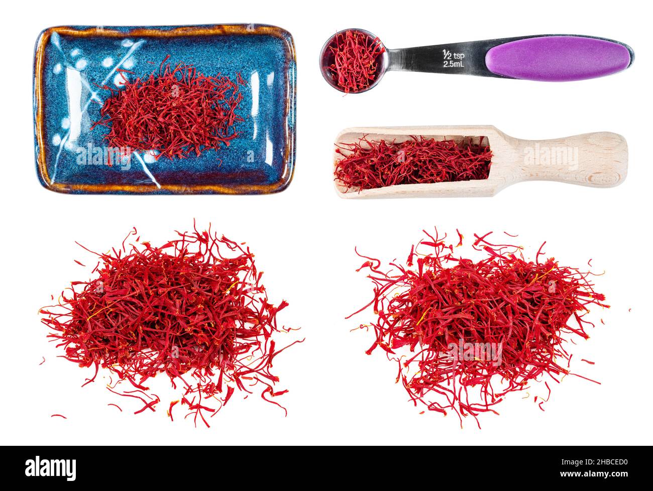 set of natural saffron threads cutout on white background Stock Photo ...