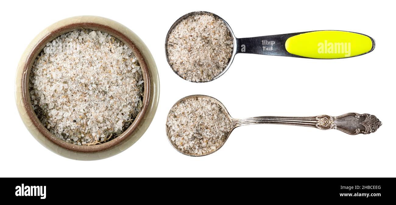 set of seasoned salt cutout on white background Stock Photo - Alamy