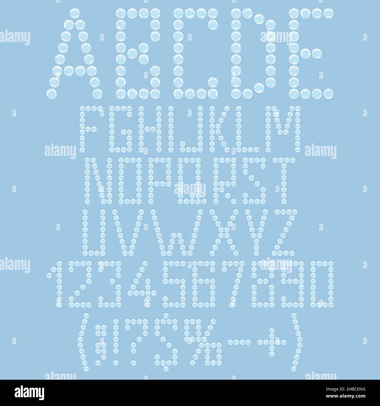 Alphabet, letters, numbers and signs made of plastic bubbles, packaging ...