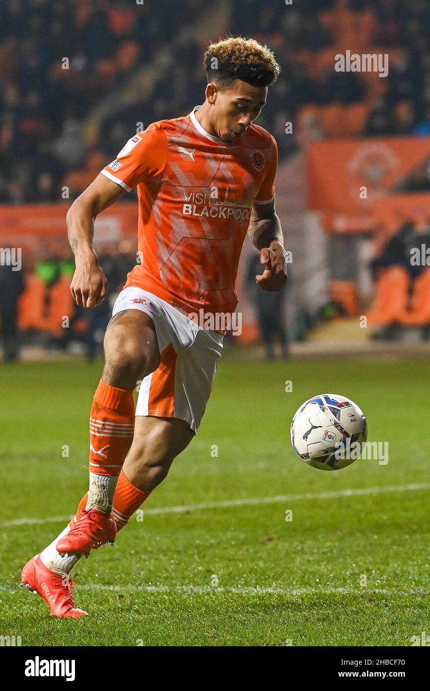 Jordan Lawrence-Gabriel #4 of Blackpool in action during the game Stock ...