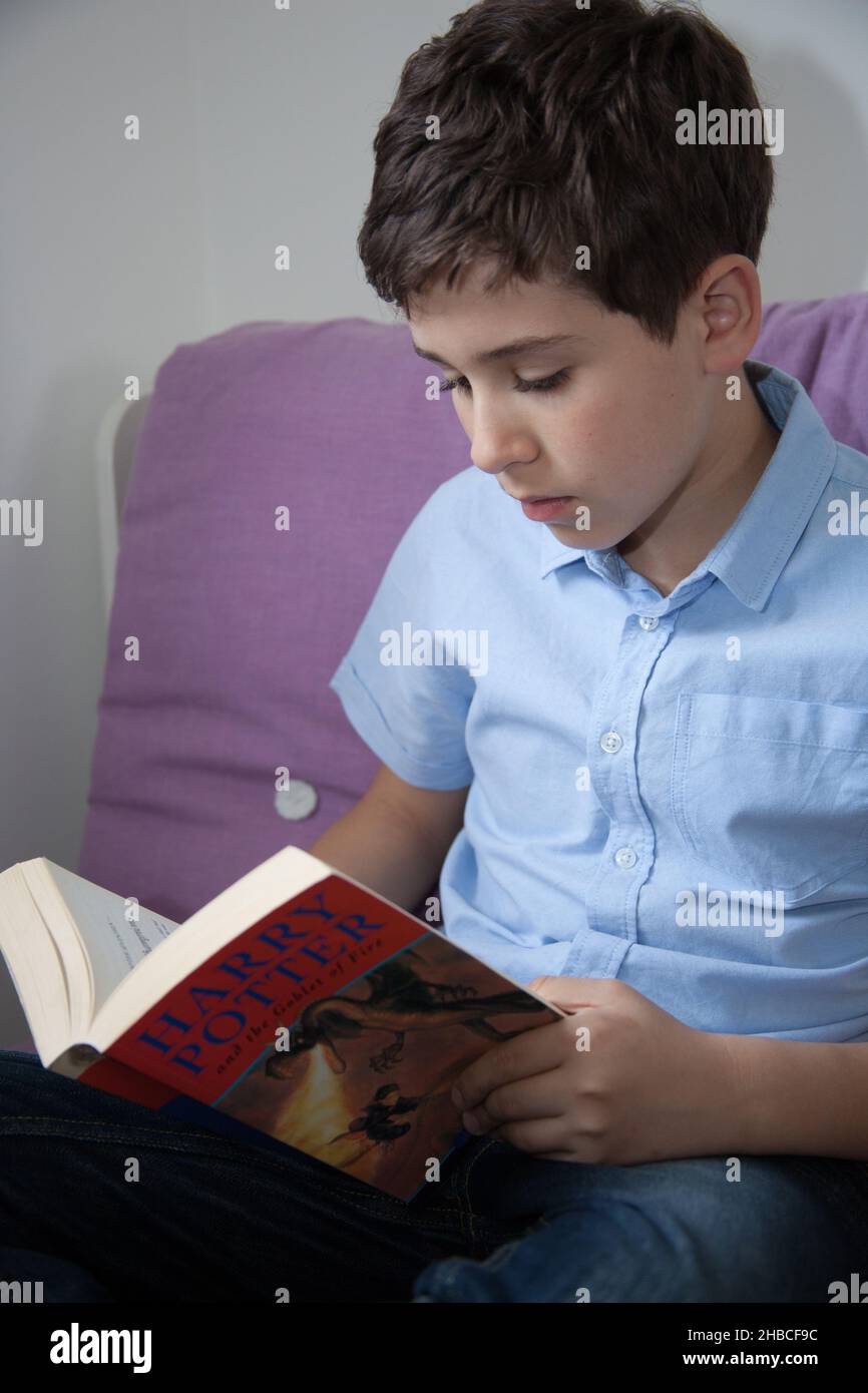 Year old boy reading book hi-res stock photography and images - Alamy