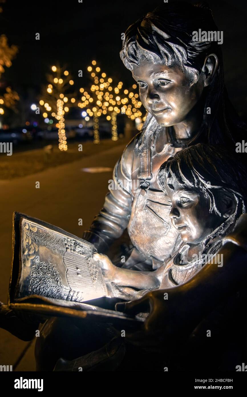 Secret Garden art sculpture illuminated at night. By Artist: Mark ...