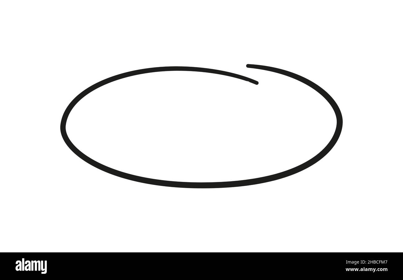 Hand drawn oval. Highlight circle frame. Ellipse in doodle style ...