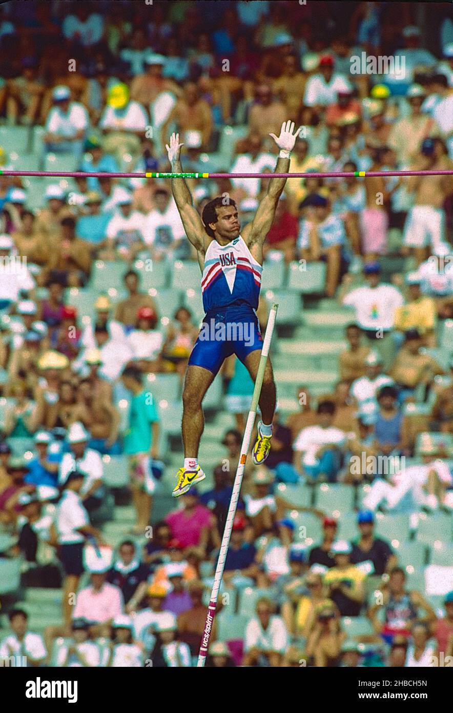 David Volz (USA) competing in the pole vault at the 1992 Olympic Summer ...