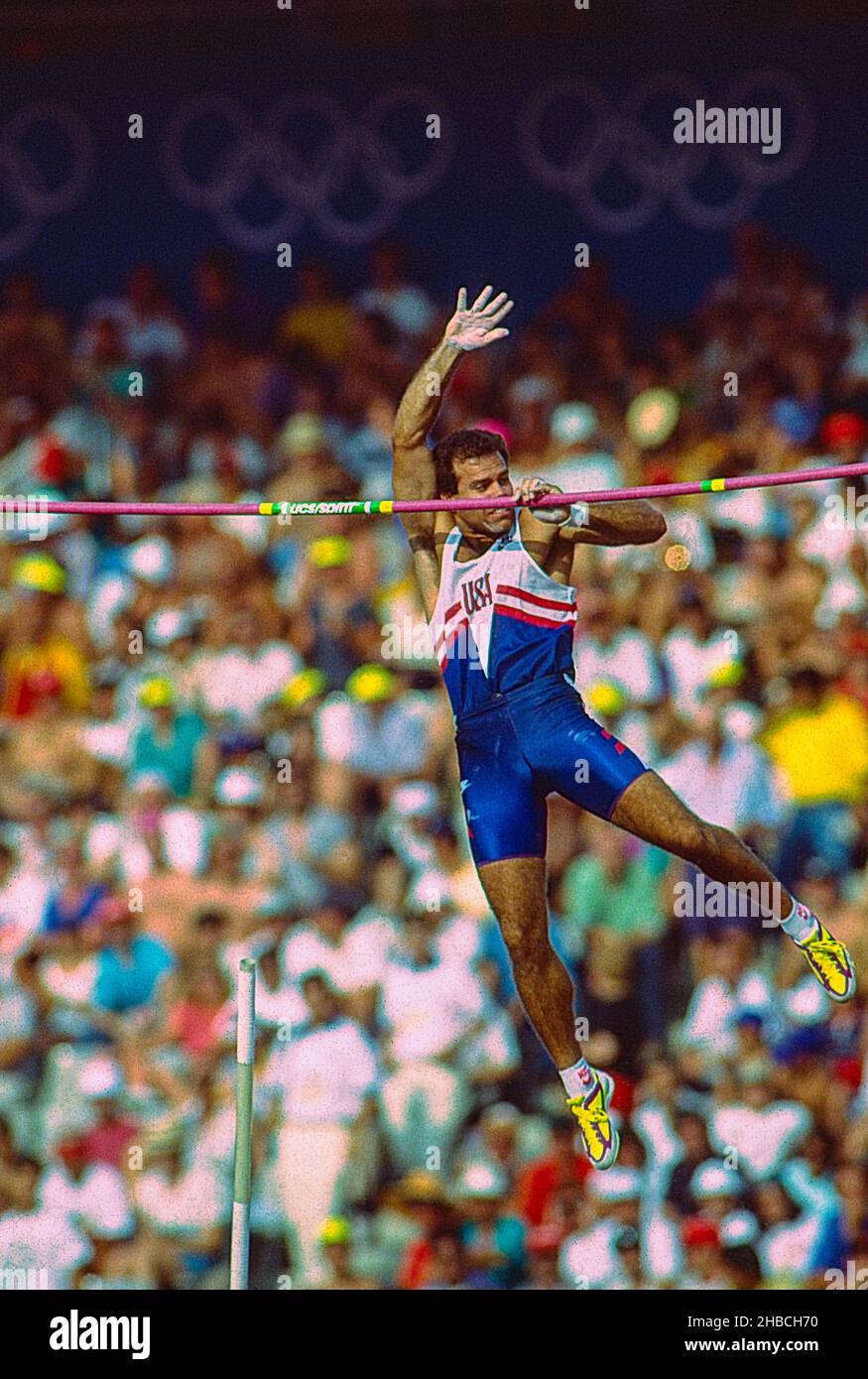 David Volz (USA) competing in the pole vault at the 1992 Olympic Summer ...