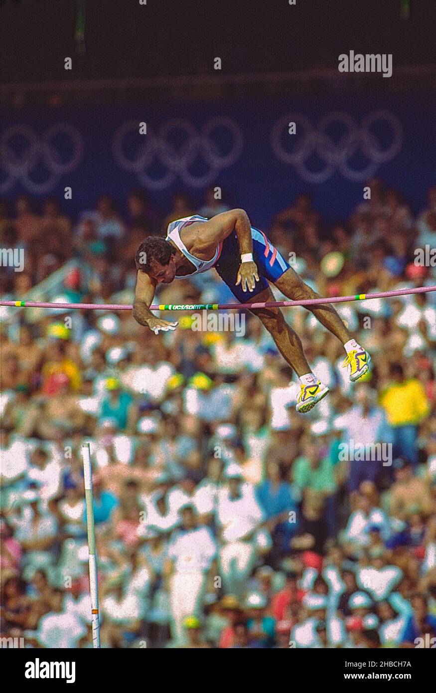 David Volz (USA) competing in the pole vault at the 1992 Olympic Summer ...