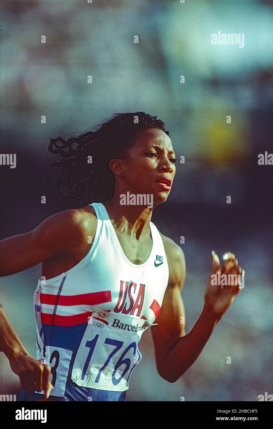 Rochelle Stevens (USA) competing in the women's 400m R1 at the 1992 ...