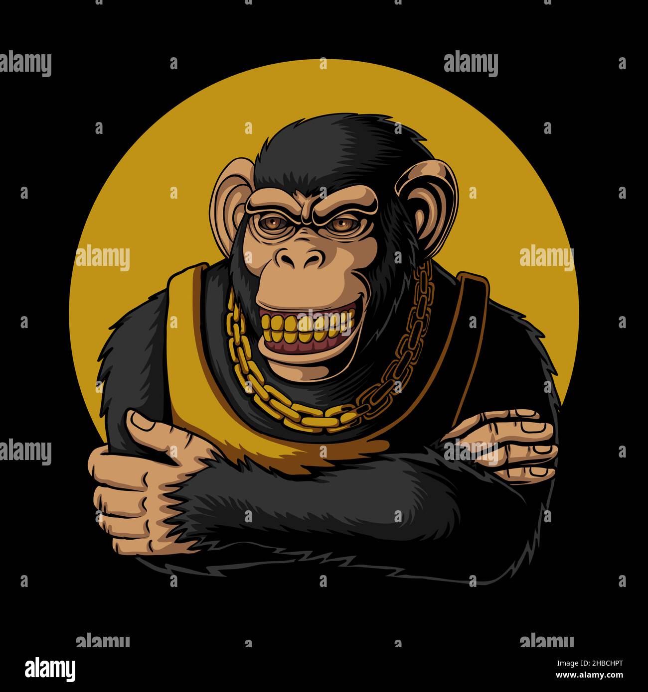 Chimpanzee smiling expression vector illustration Stock Vector Image ...