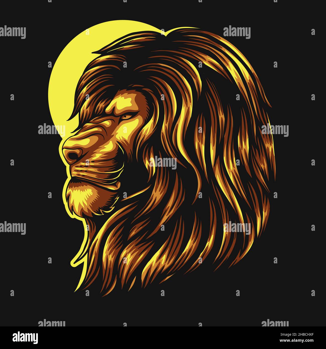 Lion head gold vector illustration Stock Vector Image & Art - Alamy