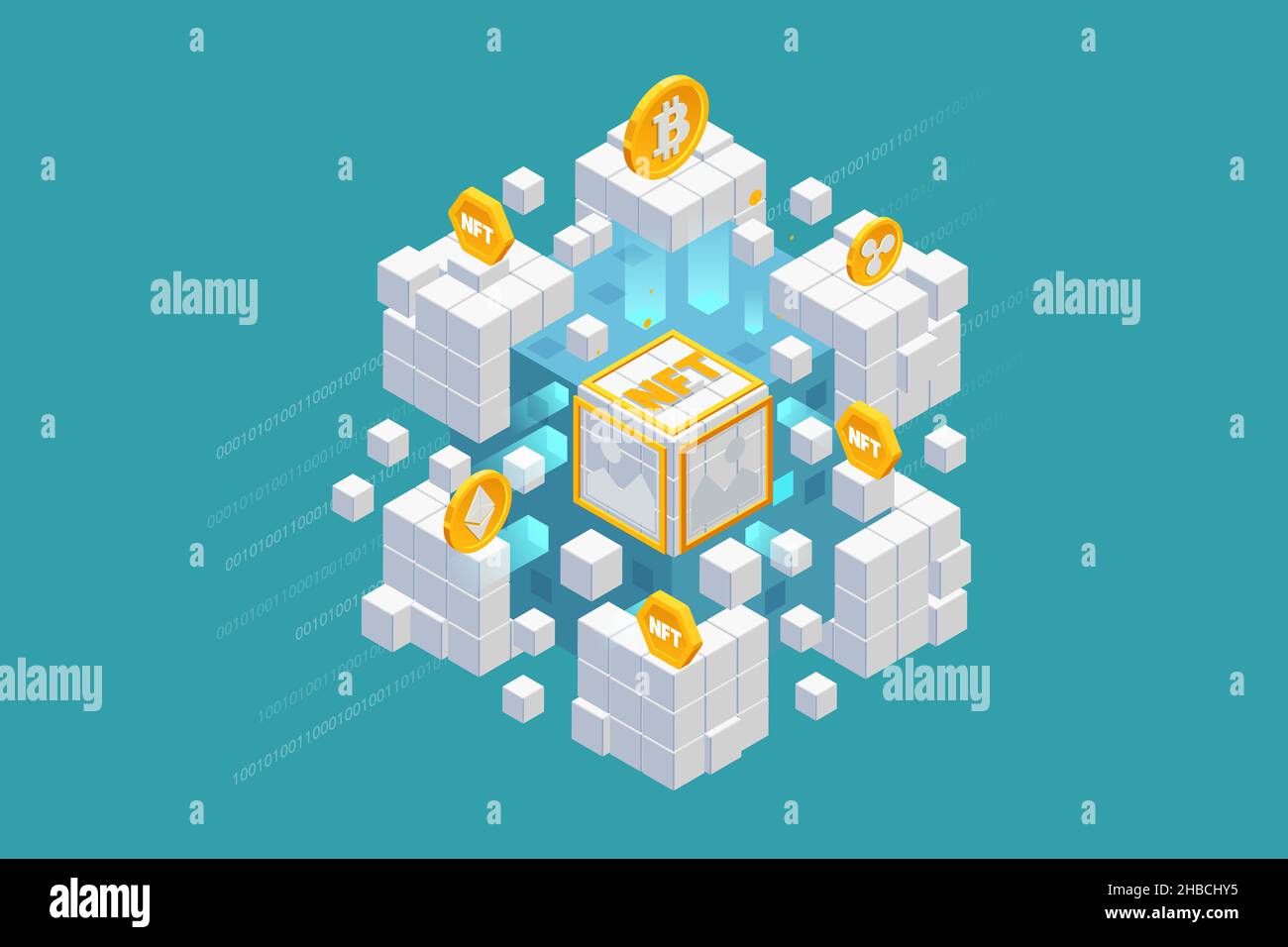 Isometric NFT Non-fungible token is a unique and non-interchangeable ...