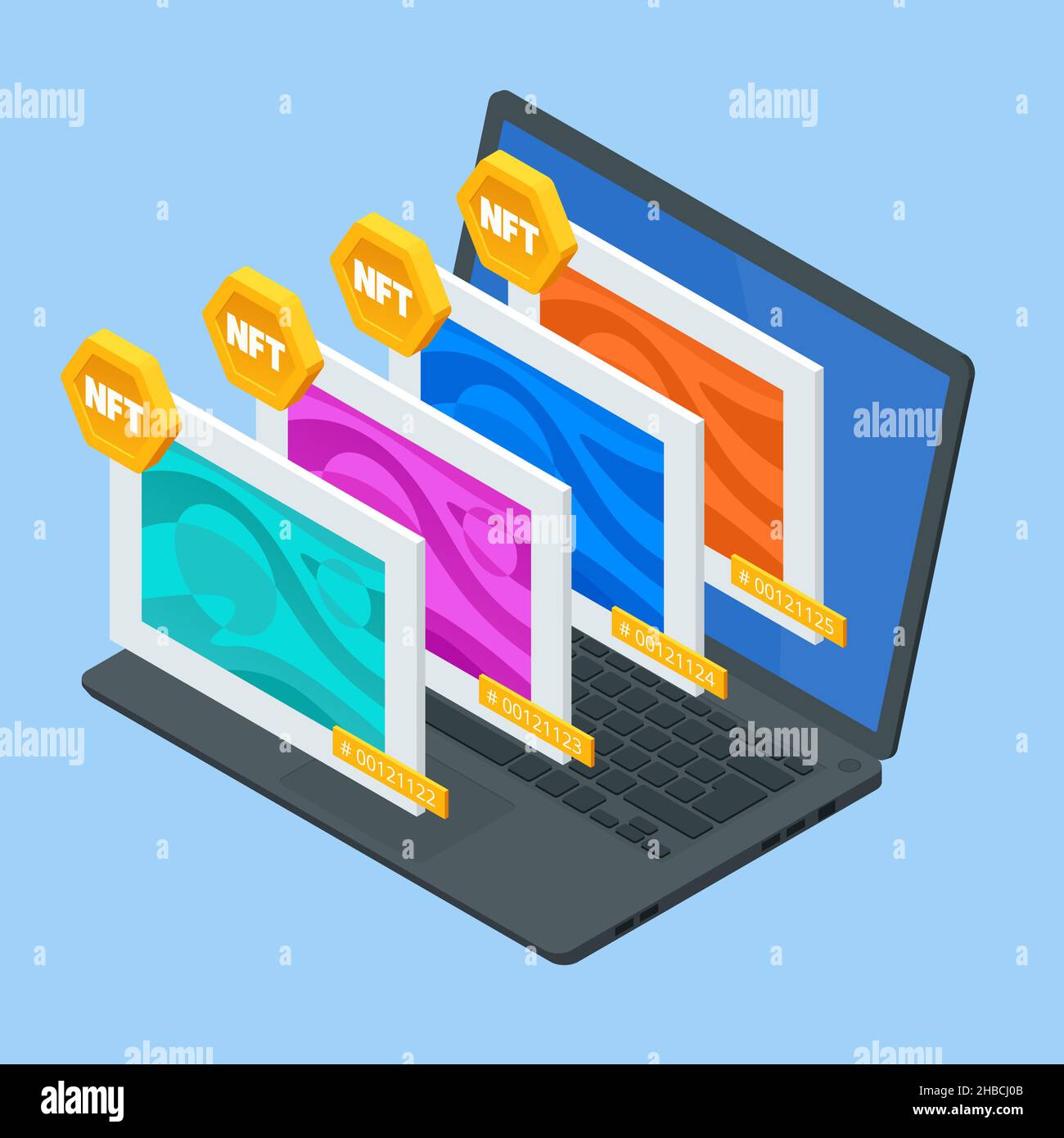 Isometric NFT Non-fungible token is a unique and non-interchangeable unit of data stored on a ...