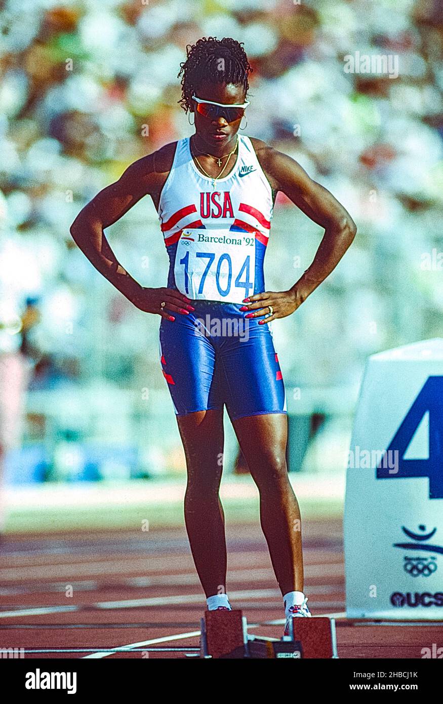 Carlette Guidry (USA) competing in the women's 200m at the 1992 Olympic ...