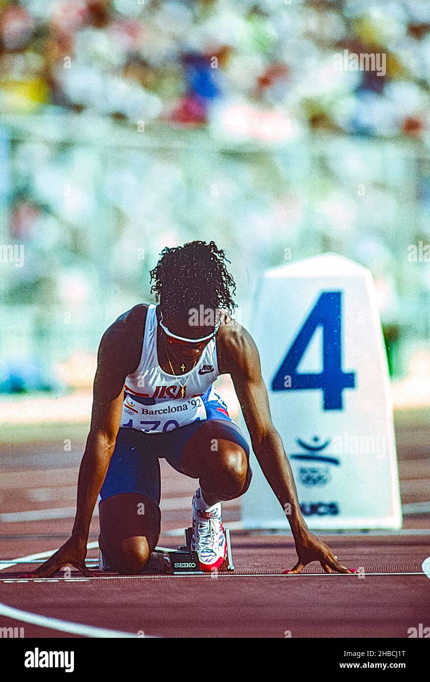 Carlette Guidry (USA) competing in the women's 200m at the 1992 Olympic ...