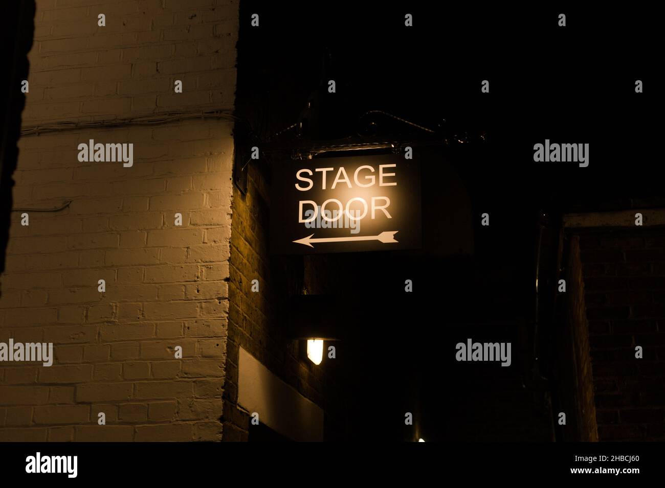 Illuminated Stage Door Sign,outside a British Theatre, December 2021 ...