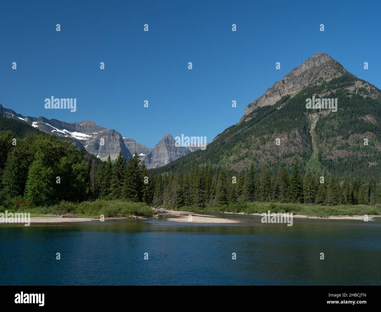Goat Haunt in Glacier National Park, Montana, viewed from an Upper ...