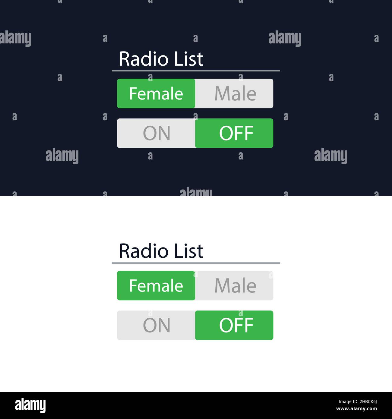 User survey form during registration. Radio sheet is an HTML element of ...