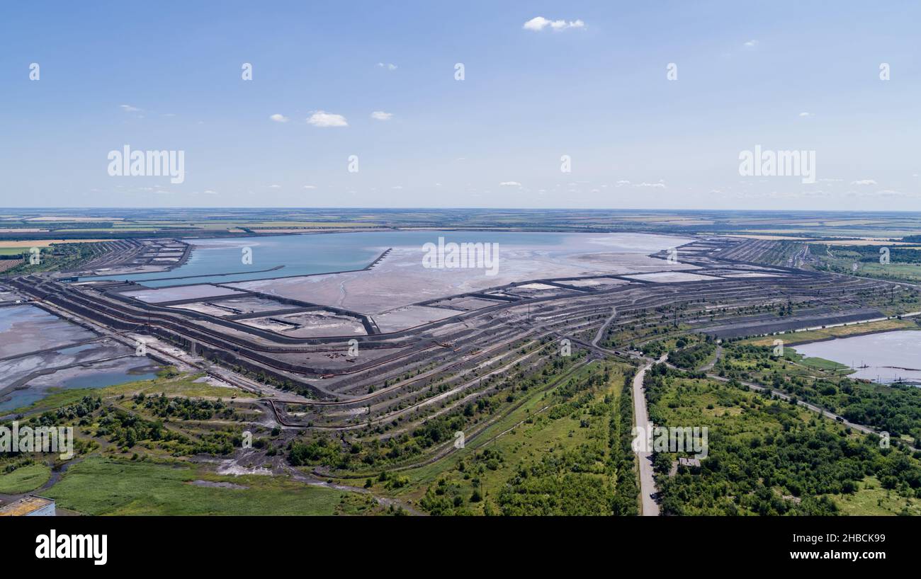Tailings dump an ore aerial panorama view Stock Photo - Alamy