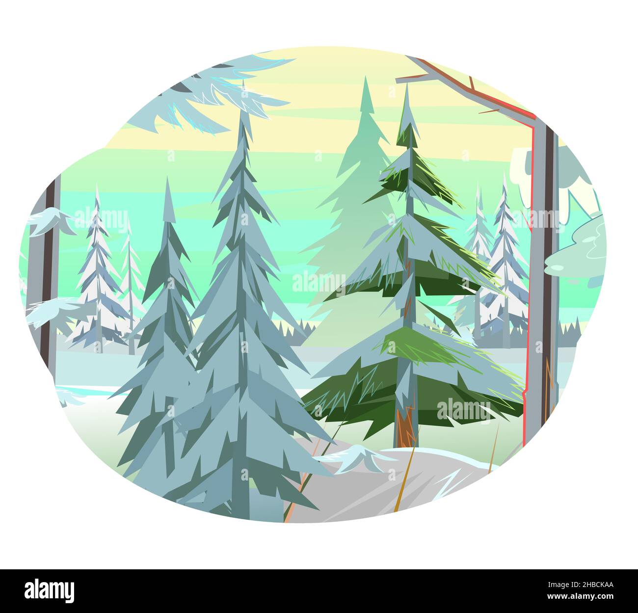 Snow and frost on trees in winter Stock Vector Images - Alamy