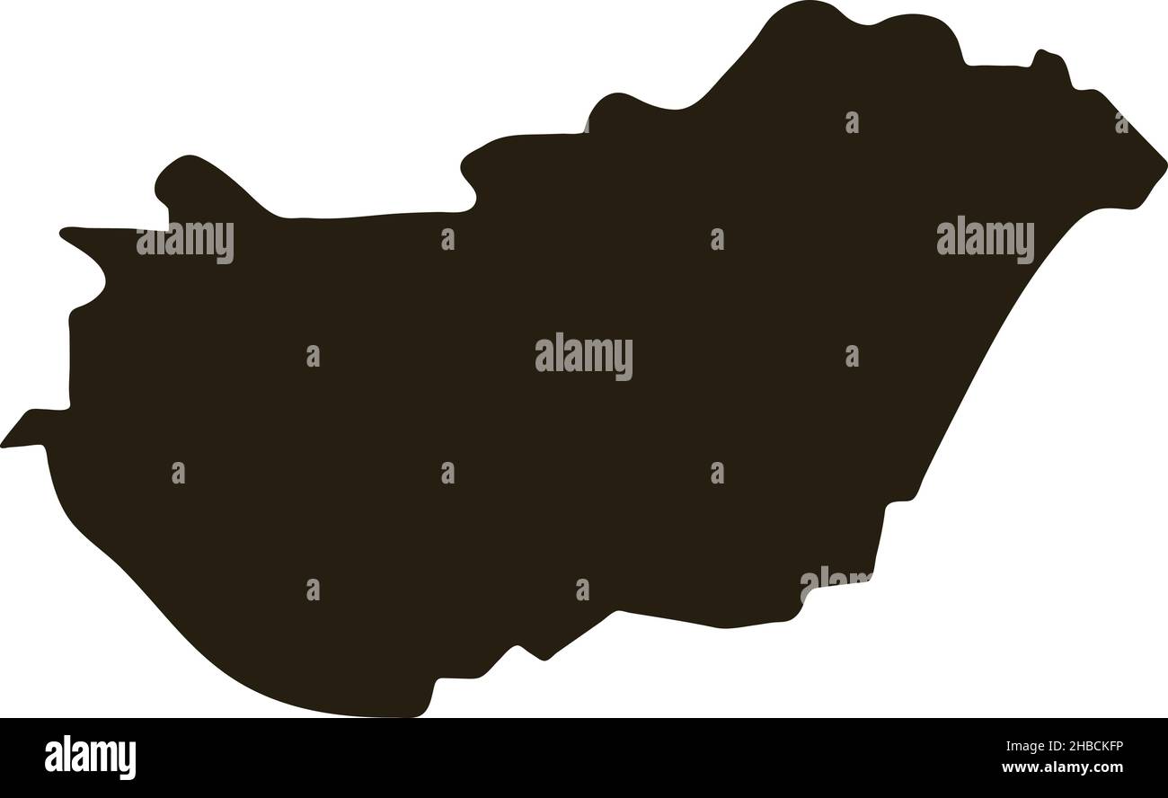 Map of Hungary. Solid black map vector illustration Stock Vector Image ...