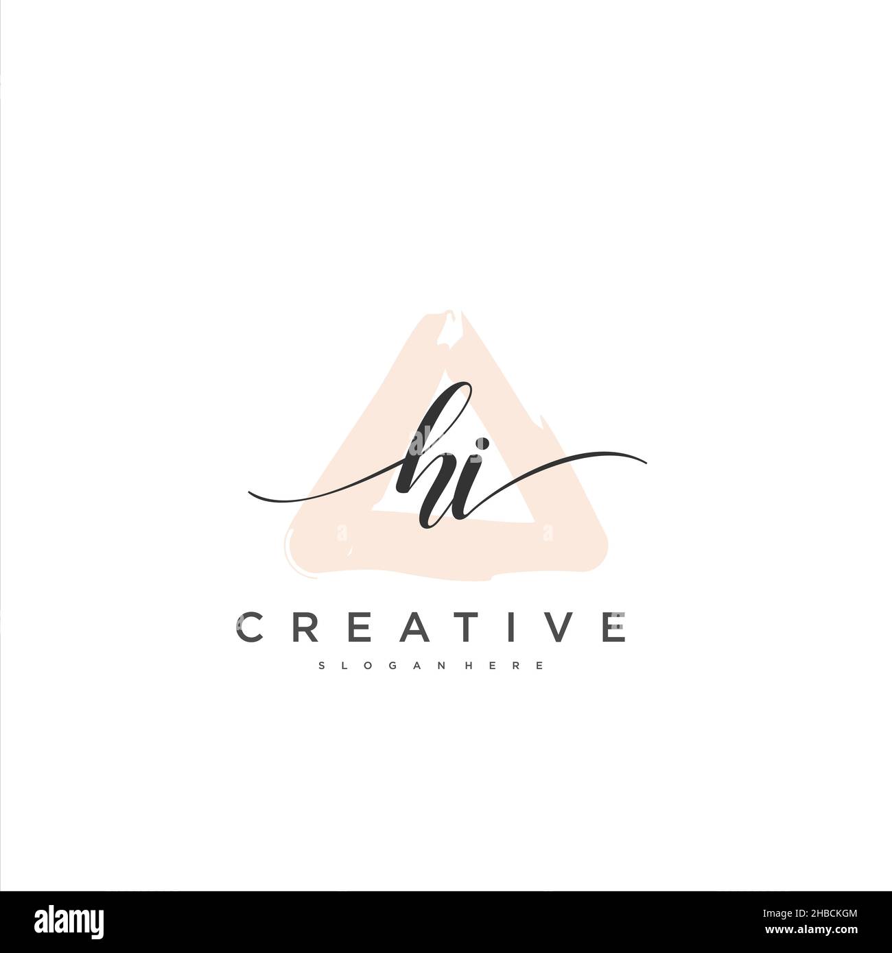 HI Initial handwriting minimalist geometric logo template vector art ...