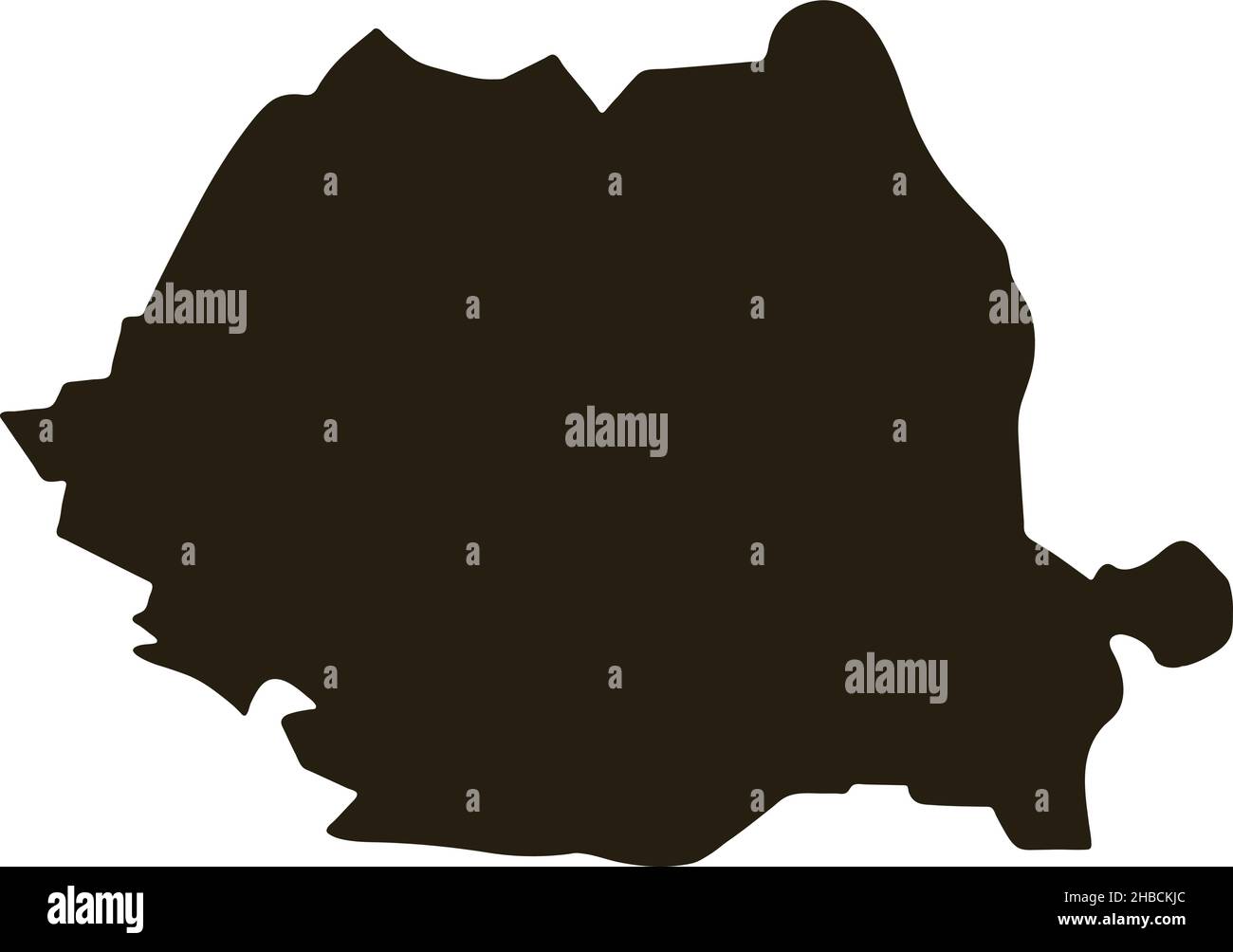 Map of Romania. Solid black map vector illustration Stock Vector Image ...