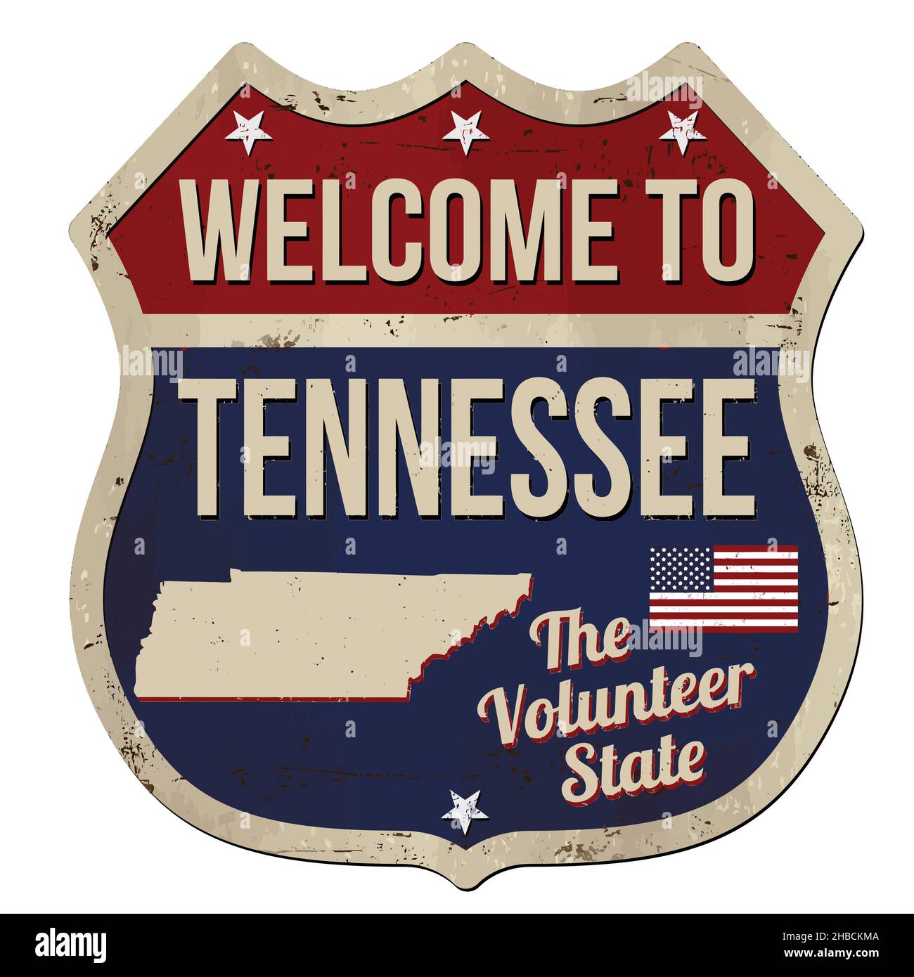 Welcome to Tennessee vintage rusty metal sign on a white background ...