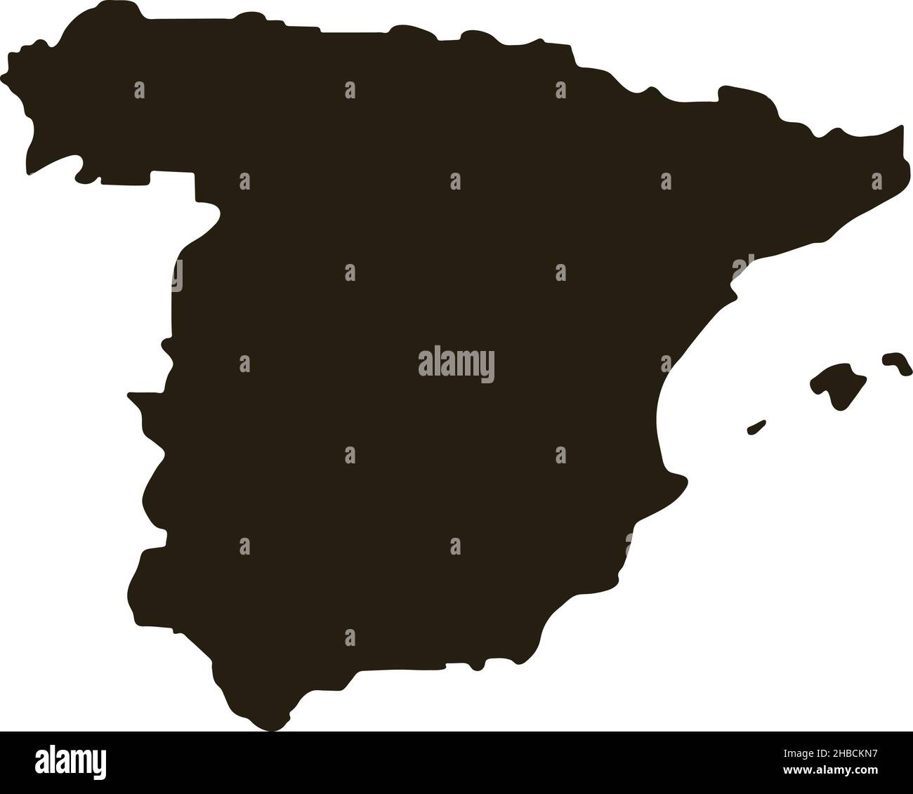 Map of Spain. Solid black map vector illustration Stock Vector Image ...