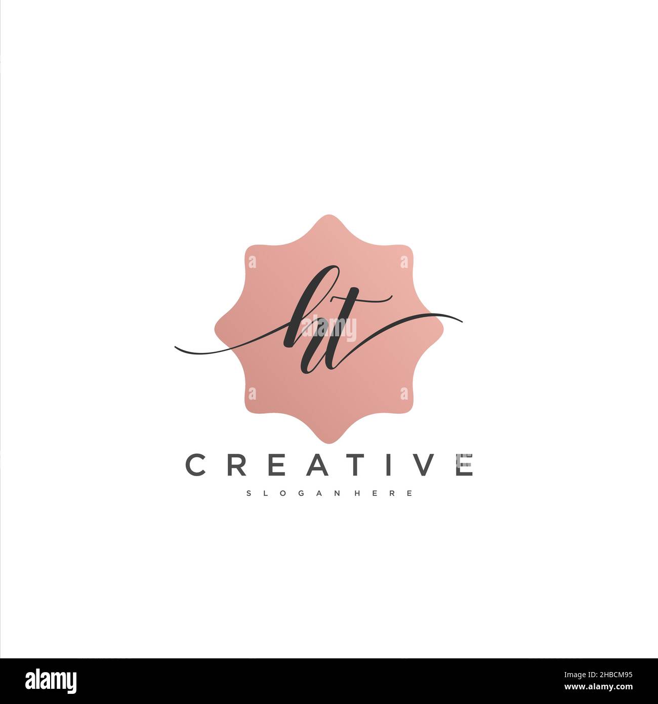 HT Initial handwriting minimalist geometric logo template vector art ...
