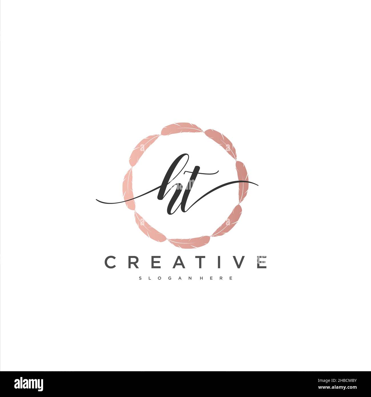 HT Initial handwriting minimalist geometric logo template vector art ...