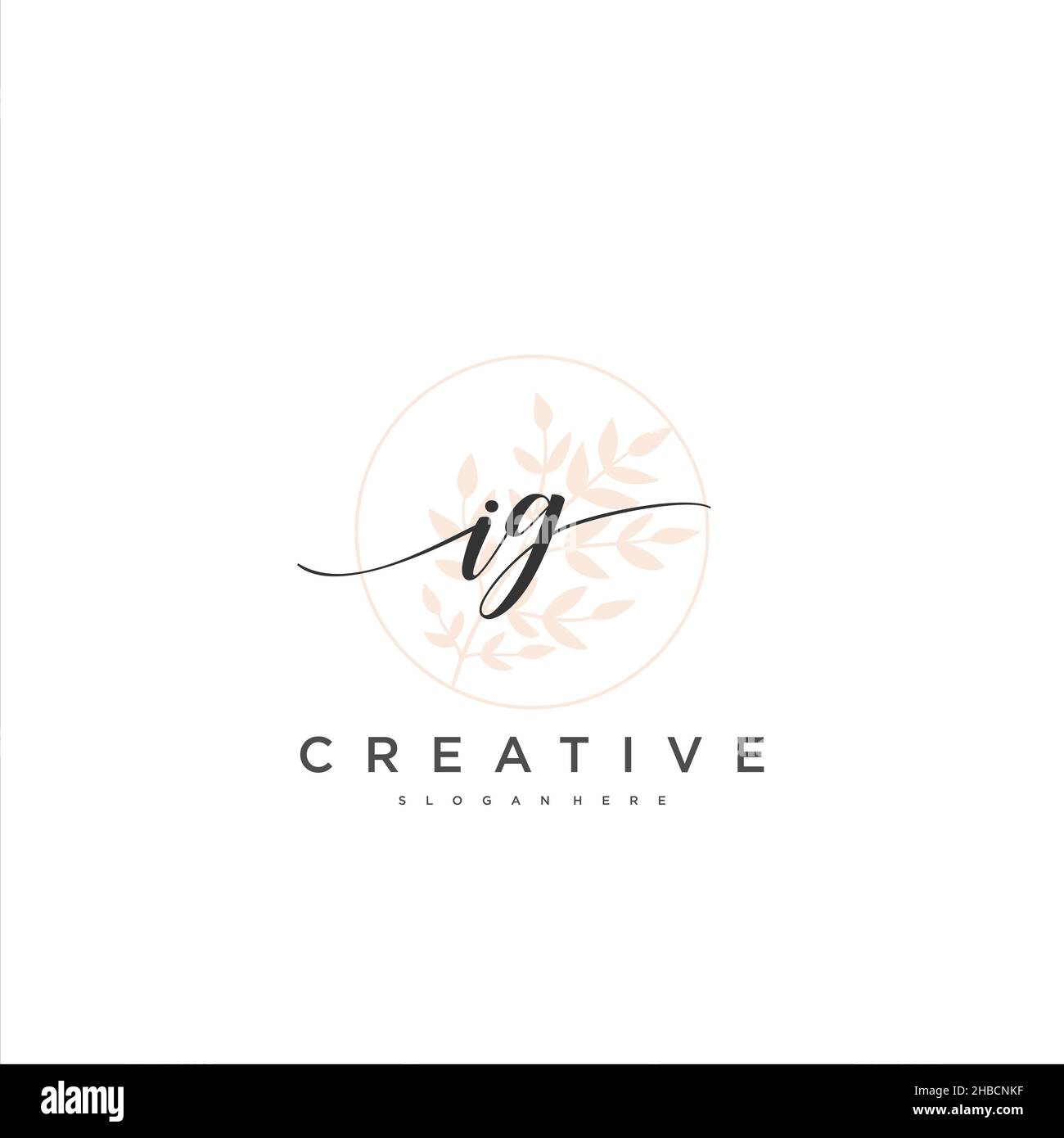 IG Initial handwriting minimalist geometric logo template vector art ...