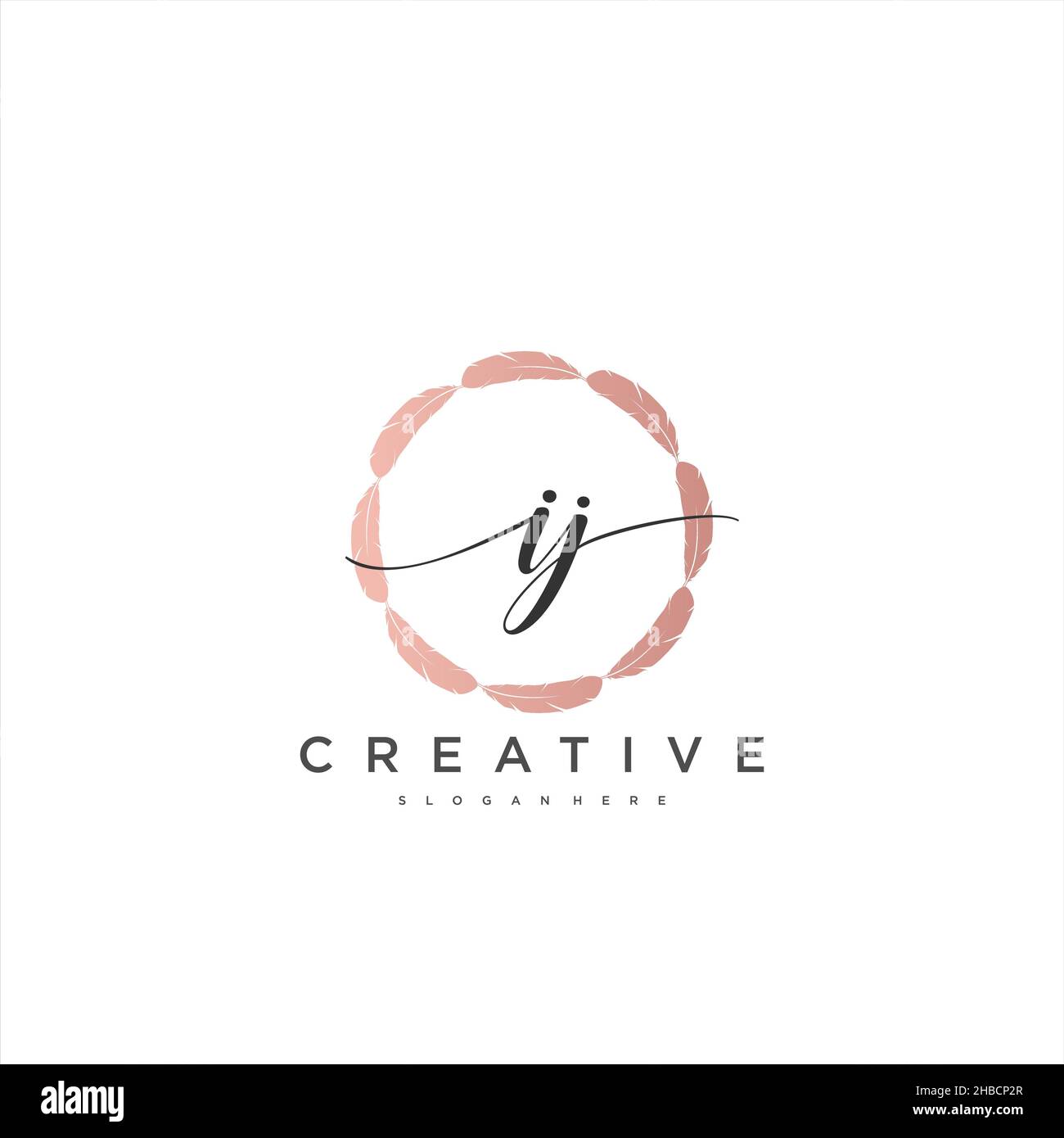 IJ Initial handwriting minimalist geometric logo template vector art ...
