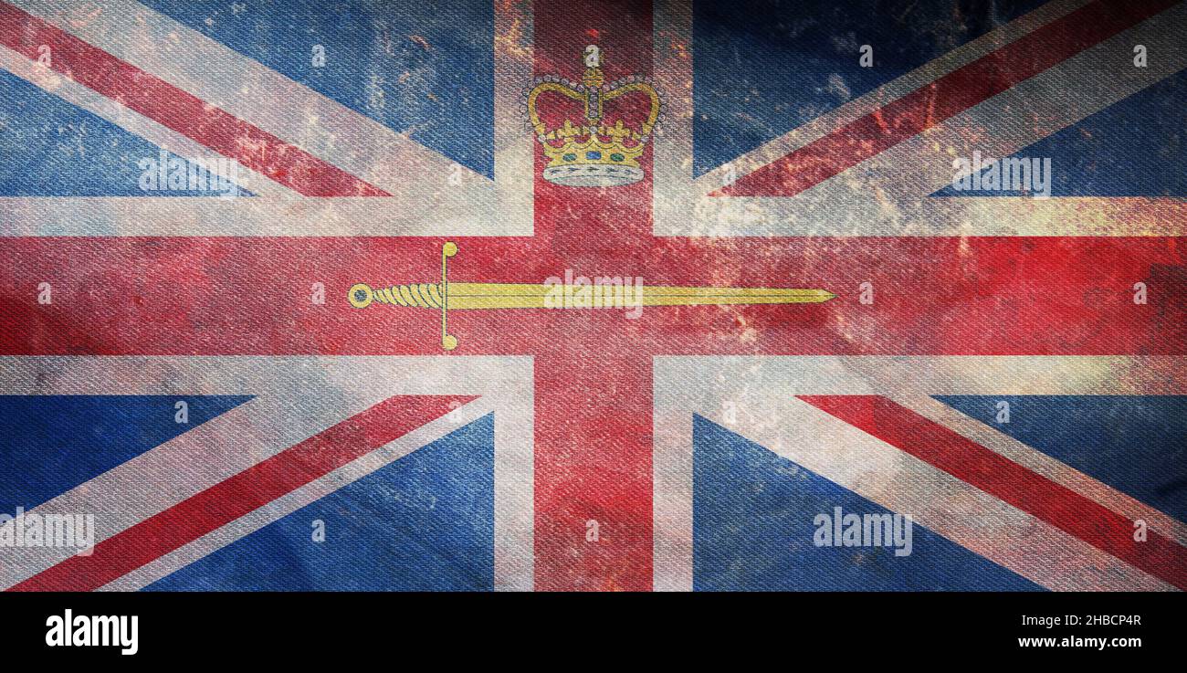 Top view of retro flag of United Kingdom Lord Lieutenant . grunge flag ...